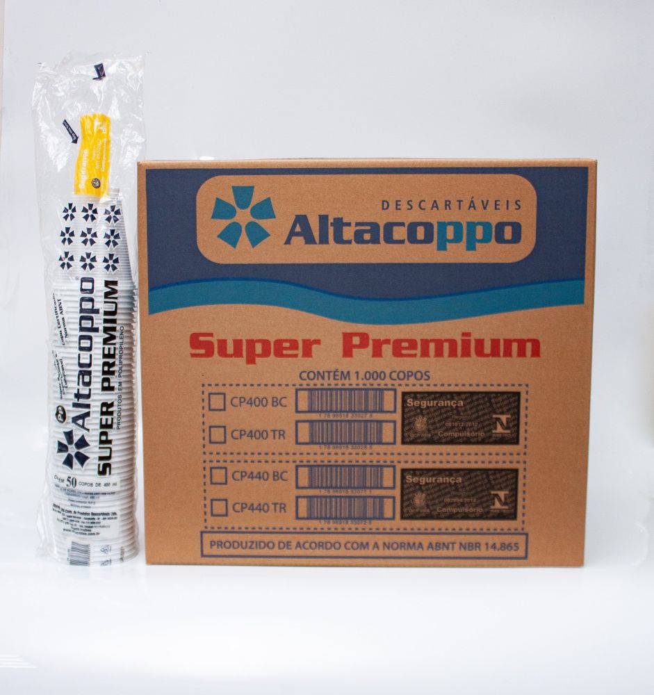 MULTIPEL - Copo Plástico Descartável PP 400ml Branco ABNT Caixa 20x50 un.