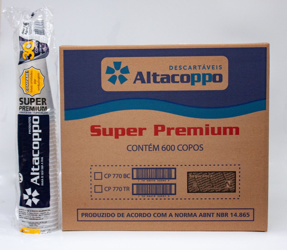 MULTIPEL - Copo Plástico Descartável PP Liso 770ml Transparente ABNT Caixa 20x30 un.