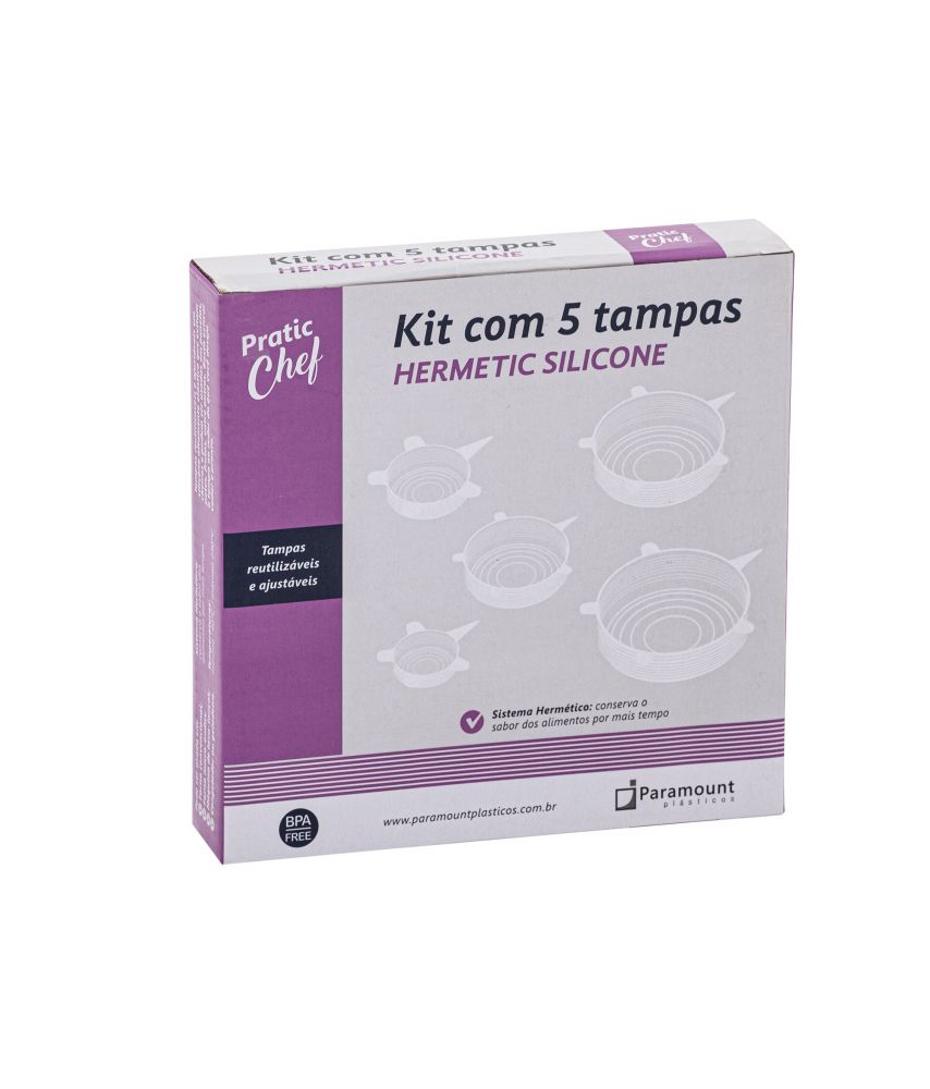 MULTIPEL - Kit de Tampas Hermetic Silicone c/5 unid.